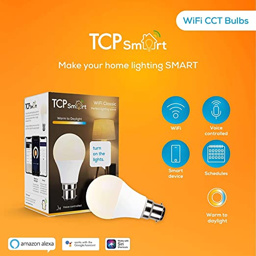 TCP Smart WiFi 9W BC/B22 LED Colour changing White Dimmable Bulb ...